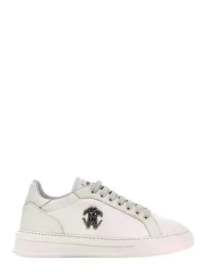 Roberto Cavalli Logo-plaque Leather Sneakers - White