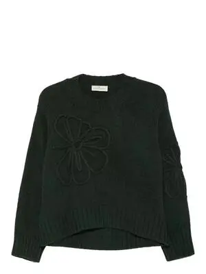 Bruno Manetti Flower-embellished Wool Sweater - Green