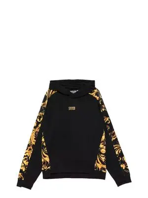Versace Baroque-print Paneled Hoodie - Black