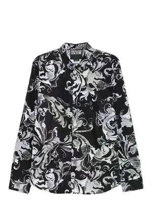 Versace Baroque-print Long-sleeves Shirt - Black