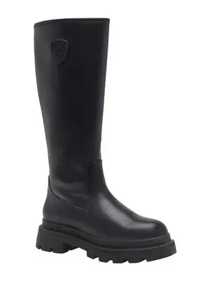 BLAUER. Leather Platform Knee-high Boots - Black