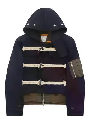 Sacai Hooded Jacket With Toggle Fastening - Blue