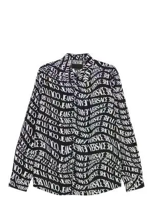Versace Logo-print Long-sleeves Shirt - Black