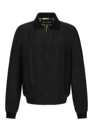 Roberto Cavalli Ribbed-collar Bomber Jacket - Black
