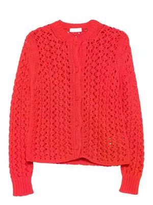 JIL SANDER Open-knit Buttoned Cardigan - Red