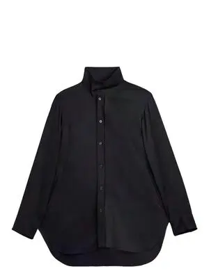 Y3 High-neck Curved-hem Shirt - Black