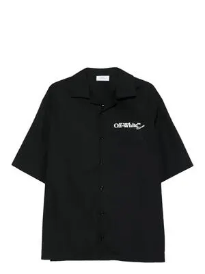 Off-White Logo-embroidered Short-sleeve Shirt - Black