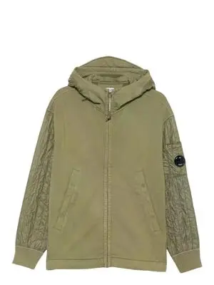 C.P. COMPANY Quilted-sleeve Zip-up Hooded Jacket - Green