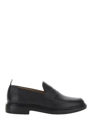 Thom Browne Leather Slip-on Loafers With Loop Detail - Black
