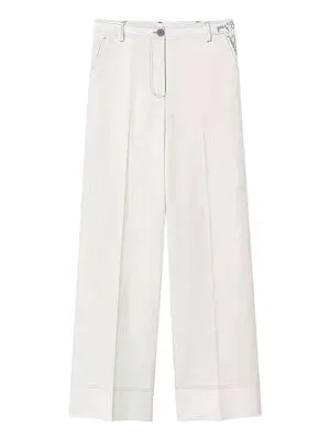 TWINSET Floral-embroidered Palazzo Pants - White