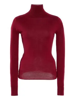 Carolina Herrera Fine-knit Virgin Wool-blend Turtleneck Sweater - Red