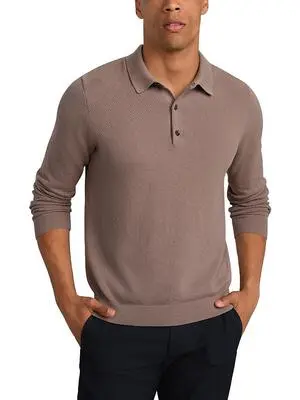 RHONE Regular Fit Long Sleeve Sweater Polo Foggy Taupe Heather