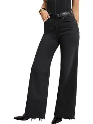 Good American Soft Tech Good Waist Palazzo Jeans - Black