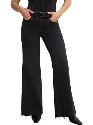 Good American Soft Tech Good Petite Palazzo Jeans - Black