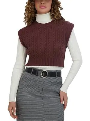POINT Cable Knit Vest - Chocolate