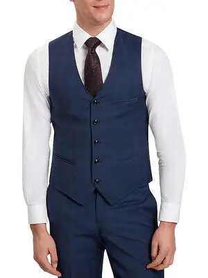 Ted Baker London Troy Check Wool Modern Fit Suit Vest - Navy