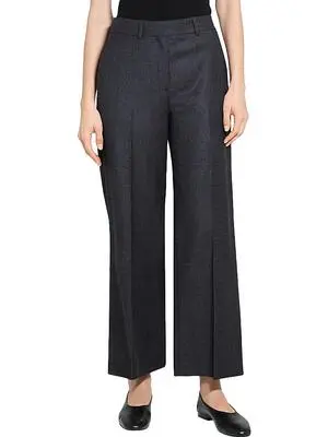 Theory Classic Wool Wide Leg Pants - New Charcoal Melange