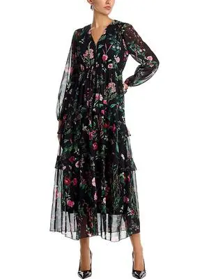 KOKO + MASON Tiered Floral Print Dress - Black Floral