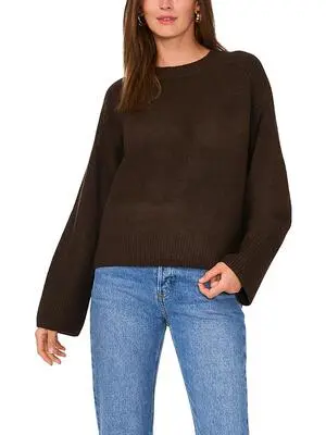 Vince Camuto Raglan Wide Sleeve Crewneck Sweater - Chocolate