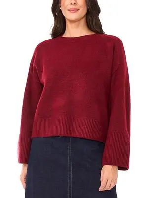 Vince Camuto Raglan Wide Sleeve Crewneck Sweater - Earth Red