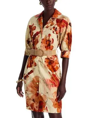 Donna Karan New York Floral Print Shirtdress - Cinnamon Multi