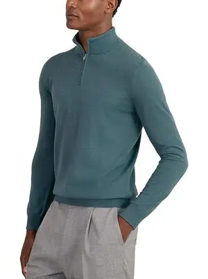 REISS Long Sleeved Merino Wool Sweater - Orion Blue