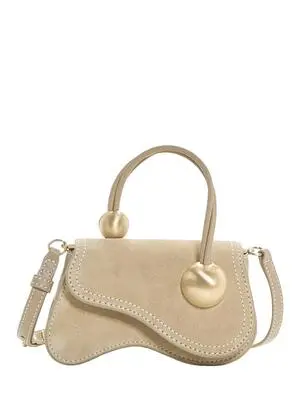 Cult Gaia Kazia Nano Mini Suede Crossbody Bag - Sand Dollar