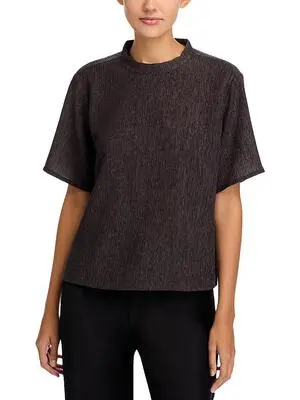 Eileen Fisher Mock Neck Short Sleeve Top - Rye