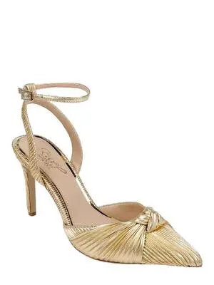 Badgley Mischka Enid Ankle Strap Pumps - Gold Fabric