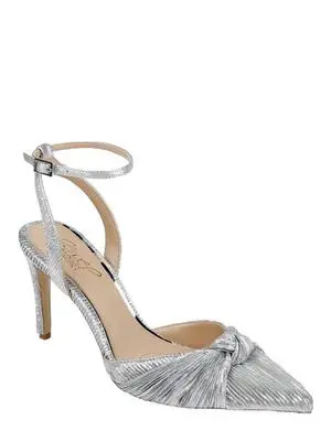 Badgley Mischka Enid Ankle Strap Pumps - Silver Fabric