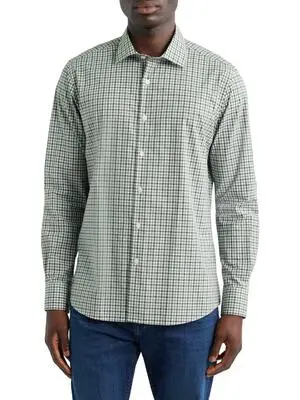 Scott Barber Regular Fit Gingham Cotton Button-up Shirt - Sage