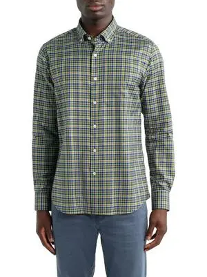 Scott Barber Check Prep Cotton Twill Button-down Shirt - Hunter