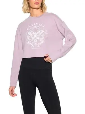 Spiritual Gangster Optimist Drew Long Sleeve Crop T-shirt - Orchid Moon