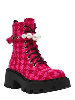 Betsey Johnson Jonnie Lug Sole Boot Fuchsia Multi