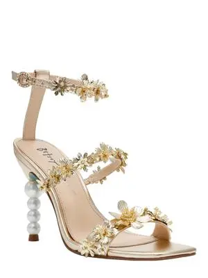 Betsey Johnson Lorra Sequin Ankle Strap Sandal - Light Gold