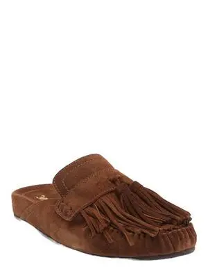 Jeffrey Campbell Toggle Fringe Mule Brown Suede