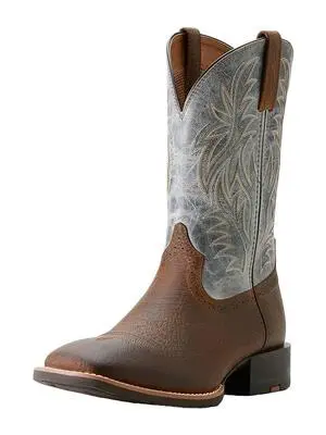Ariat Sport Wide Square Toe Cowboy Boot - Earth/glacier Blue