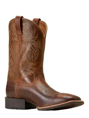 Ariat Sport Wide Square Toe Cowboy Boot - Fiddle Brown/powder Brown