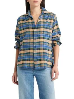 Frank & Eileen Plaid Relaxed Fit Cotton Button-up Shirt - Brown Green White Plaid