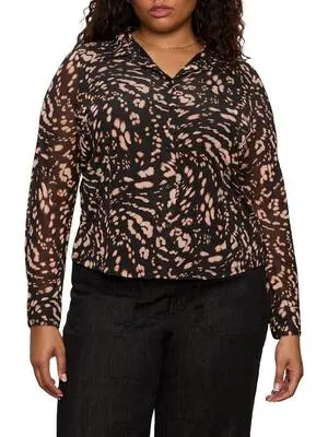 Sanctuary Fitted Mesh Button-up Shirt - Nocturnal Black