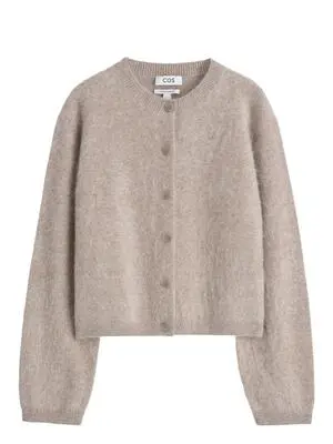 Cos Brushed Cashmere Crew-Neck Cardigan Beige