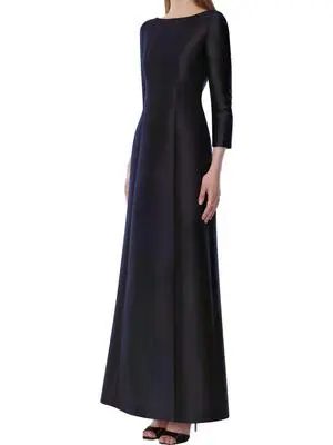 Alberta Ferretti Boat-neck Gown - Blue