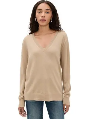 Vince V-neck Cashmere Pullover - Camel