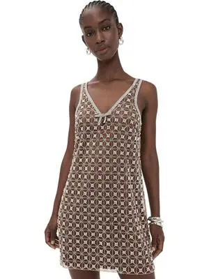 Saylor Jeanetta Beaded Sequin Mini Dress - Chocolate