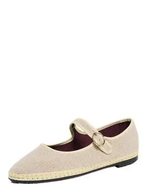 FLABELUS Linen Mary Jane Flats Imelda