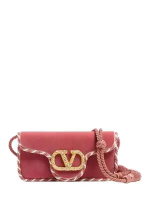 Valentino Garavani Locò Velvet Clutch With Vlogo - Pink