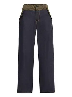 Sacai Hybrid Wide-leg Denim Jeans - Indigo X D Khaki