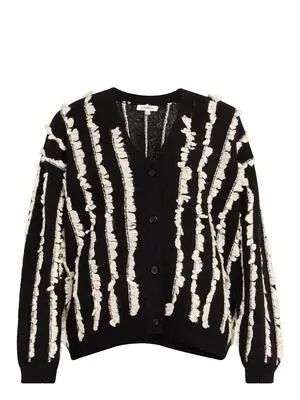 ZANKOV Joseph Striped Fringe V-Neck Cardigan