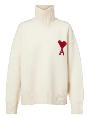 Ami De Cœur Virgin Wool Turtleneck Sweater - White