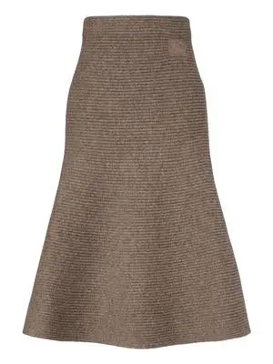 Burberry Knitted Wool-blend Midi Skirt - Beige